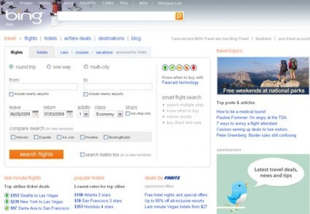 Microsoft lance Bing Travel un moteur de recherche dédié au tourisme ...